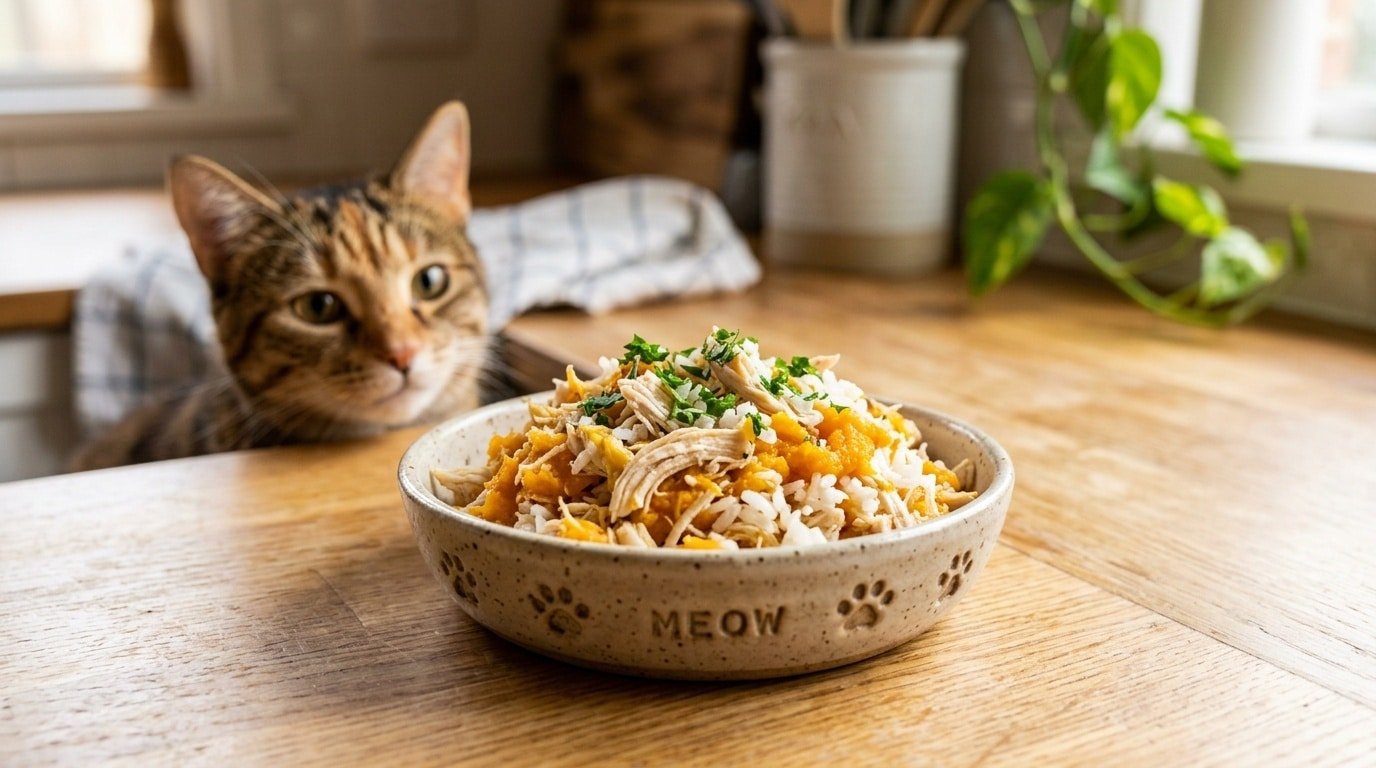 Homemade Chicken, Rice & Pumpkin Recipe For Cats With Sensitive ...